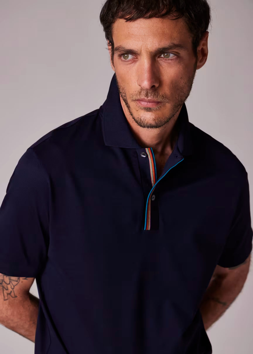 Paul Smith Dark Navy 'Signature Stripe' Trim Polo Shirt – Nigel Holmes ...